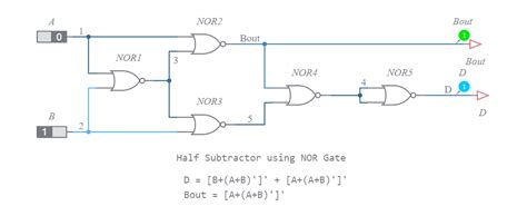 Half Subtractor Using NOR Gate Multisim Live