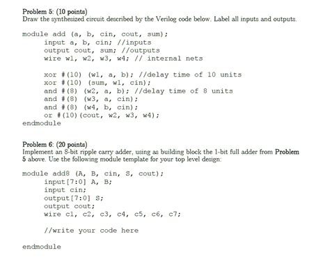 Solved Module Add A B Cin Cout Sum Input A B Cin Inputs