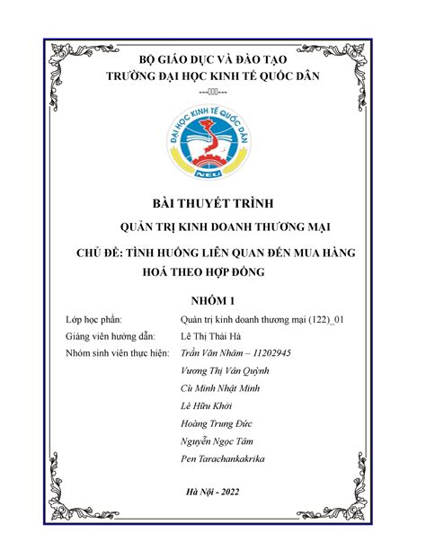 N Qtkdtm ABCXYZ BỘ GIÁO DỤC VÀ ĐÀO TẠO TRƯỜNG ĐẠI HỌC KINH TẾ QUỐC DÂN BÀI THUYẾT