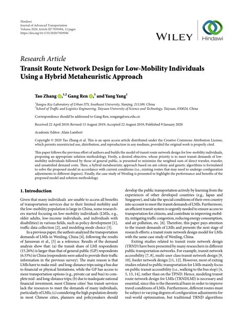 pdf transit route network design for low mobility individuals using a