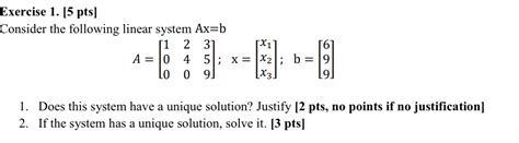 Solved Exercise Pts Consider The Following Linear Chegg