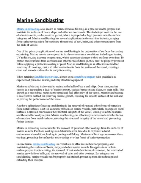 Doc Marine Sandblasting Applications And Benefits