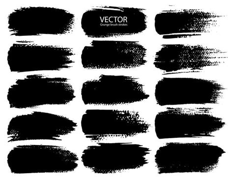 Set Of Brush Strokes Black Ink Grunge Brush Strokes Vector