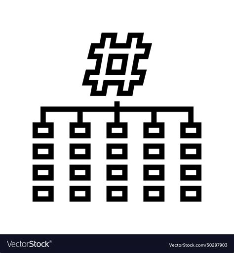 Hashing Algorithm Line Icon Royalty Free Vector Image
