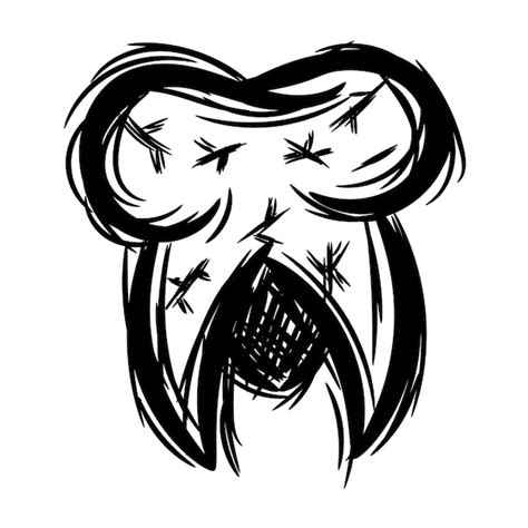 Premium Vector Halloween Hand Drawn Scary Tooth Doodle Black Sketch