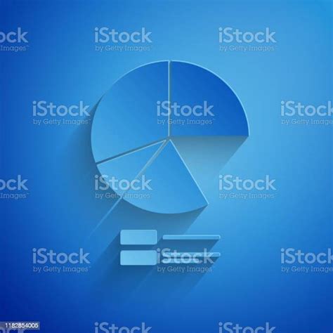 종이 잘라 원형 차트 인포 그래픽 아이콘 파란색 배경에 격리 다이어그램 차트 기호입니다 종이 아트 스타일입니다 벡터 일러스트레이션 0명에 대한 스톡 벡터 아트 및 기타