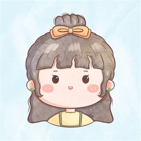水彩豆豆眼卡通头像
