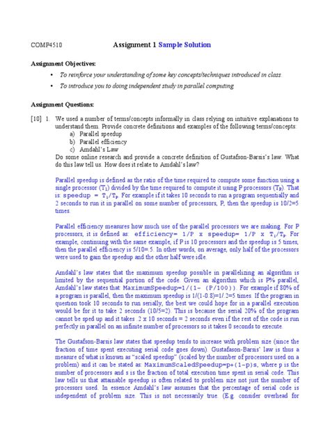 Assignment 1 Sample Solution Pdf Parallel Computing Central
