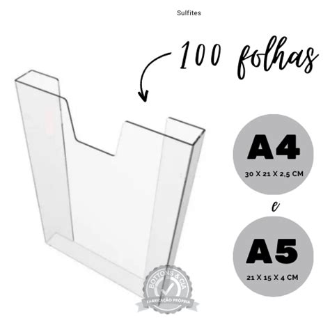 Display A4 ou A5 Acrílico Suporte Porta Papel 100 folhas Expositor