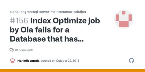Index Optimize Job By Ola Fails For A Database That Has Computed