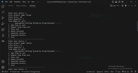 Java Project Supermarket Billing System Project Gurukul