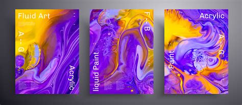 추상 아크릴 배너 유체 아트 벡터 텍스처 팩 디자인 커버 포스터 브로셔 등에 적용할 수 있는 아름다운 배경 파란색 노란색 및 라벤더 특이한 창조적 인 표면 템플릿 가리기에
