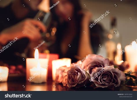 Beautiful Passionate Couple Having Romantic Candlelight Stock Photo Edit Now