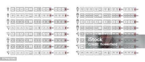 전원 콘센트 플러그 스위치 확장 스트립 세계 표준 세트 벡터 평면 그림 0명에 대한 스톡 벡터 아트 및 기타 이미지 0명 Usb 케이블 가정 생활 Istock