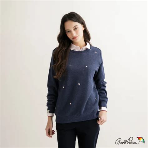 【arnold Palmer 雨傘】女裝 滿版golf主題刺繡衛衣深藍色 Momo購物網 好評推薦 2023年11月