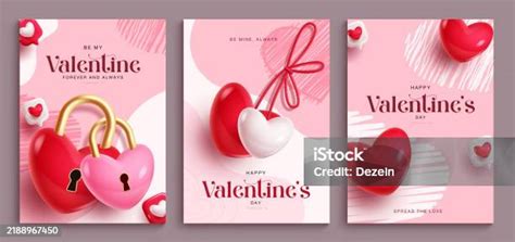 해피 발렌타인 데이 인사말 클립 아트 포스터 세트 발렌타인 데이 초대장 카드 커플 풍선 자물쇠 및 열쇠 장식 요소 추상적 인 배경 컬렉션 2월에 대한 스톡 벡터 아트 및