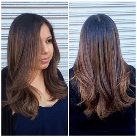 Dark Brown Hair With Caramel Highlights Before And After