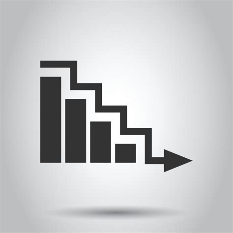 Market Trend Icon In Flat Style Decline Arrow With Magnifier Vector