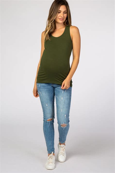 Olive Racerback Maternity Tank Top Pinkblush