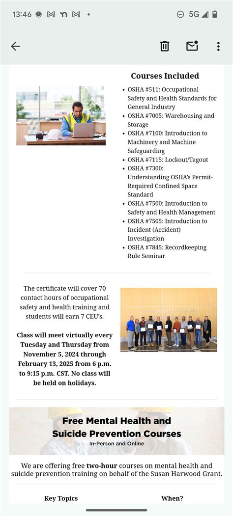 Osha Certificate Program Starts This Week 6 915pm