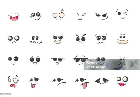 귀여운 통째로 가져가기 부담스럽다면 가와이 Smiles 벡터 삽화 낙서 유치하다 사람 얼굴에 대한 스톡 벡터 아트 및 기타