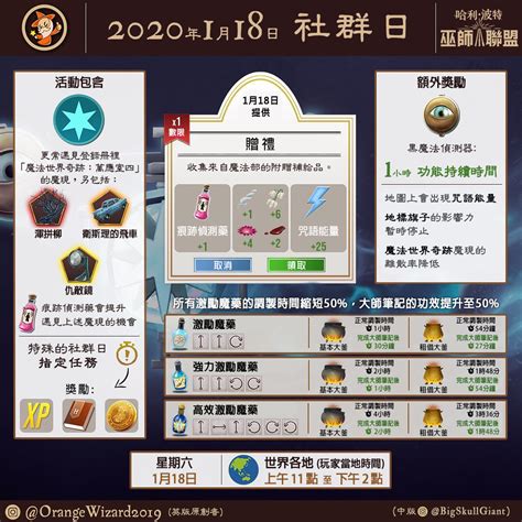 社群日 1月18日星期六，上午11點~下午2點 哈利波特：巫師聯盟討論區 哈利波特仙境