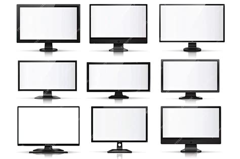 Premium Photo Vector Set Of Realistic Modern Black Shaded Computer Screens On White Background