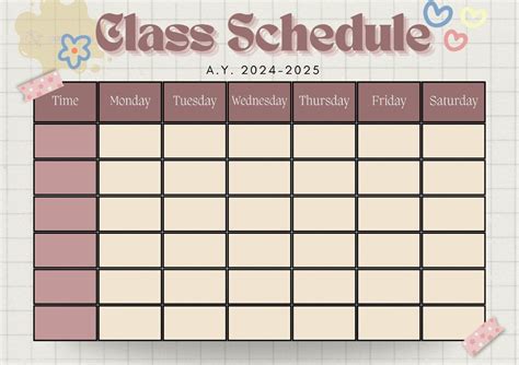Customizable Class Schedule School Timetable Class Schedule