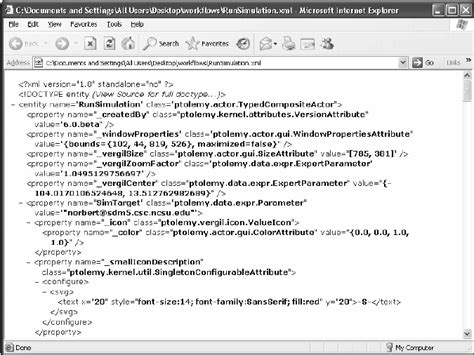 part of the xml based description of the workflow shown in figure 8