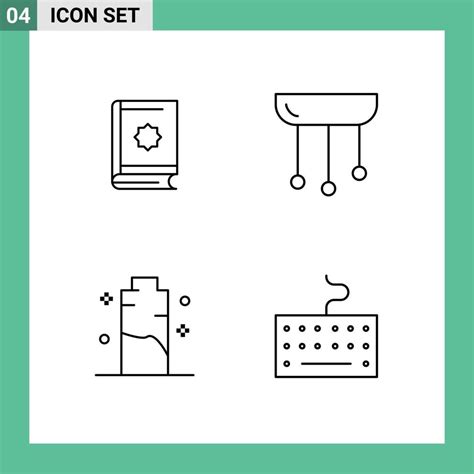 4 User Interface Line Pack Of Modern Signs And Symbols Of Quran Light