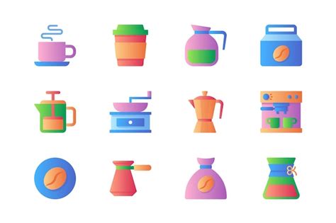 Premium Vector | Coffee icons set in color flat design pack of hot ...