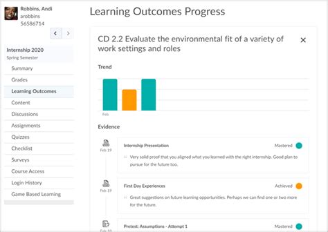 View Course Progress Against Standards Brightspace