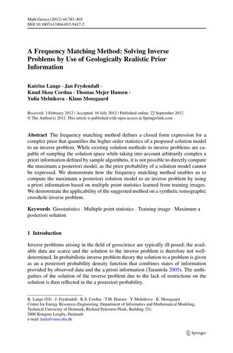 pdf a frequency matching method solving inverse problems by use of