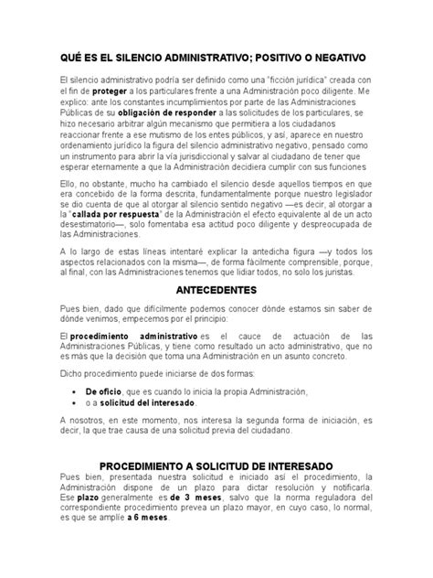Qué Es El Silencio Administrativo Positivo O Negativo Proteger