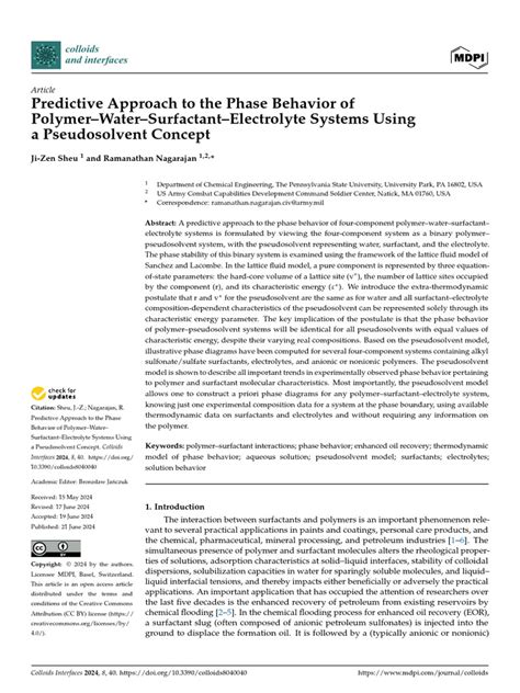 Predictive Approach To The Phase Behavior Ofpolymerwatersurfactantelectrolyte Systems Usinga