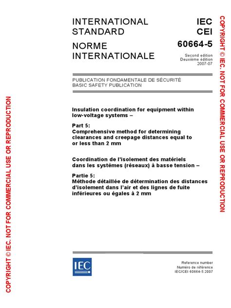 Iec 60664 5 2007 Pdf Commission électrotechnique Internationale