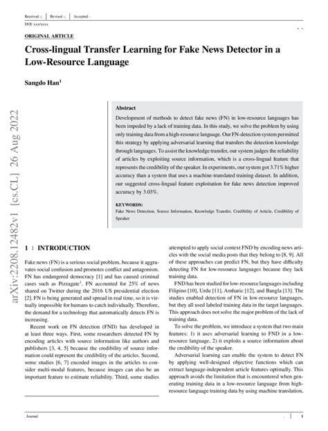 Cross Lingual Transfer Learning For Fake News Detector In A Low
