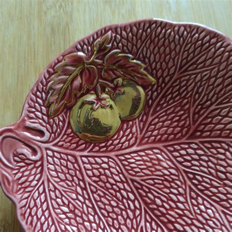 Vintage Crown Devon Textured Plate Leaf Shaped Serving Plate Etsy