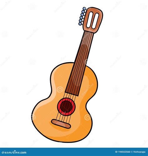 Musical Instrument Guitar Isolated Object On White Background Vector