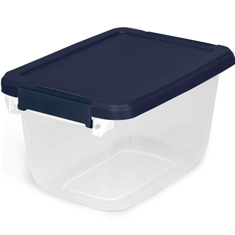home logic 6 5 qt latch lid storage tote clear white 8 pack