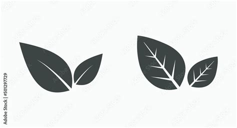 Green Leaf Plant Tea Tree Icon Vector Symbol Isolated Set Stock Vector Adobe Stock