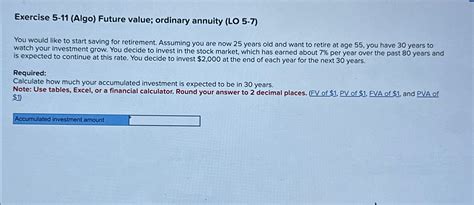 Solved Exercise 5 11 Algo ﻿future Value Ordinary Annuity