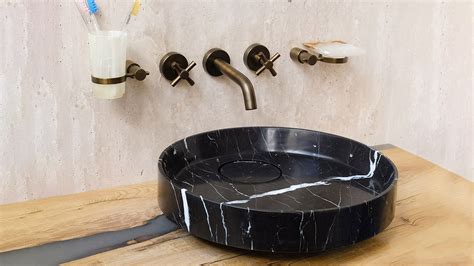 Черная раковина Eccentrico из натурального мрамора Nero Marquina ...