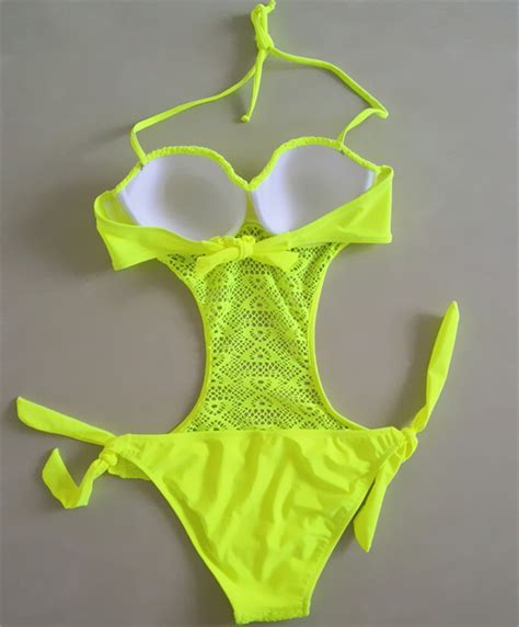 Women Hollow Lace One Piece Swimswear Bathing Suit Ladies Beach