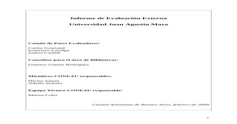 Informe De Evaluación Externa Universidad Juan · Para El Caso De La