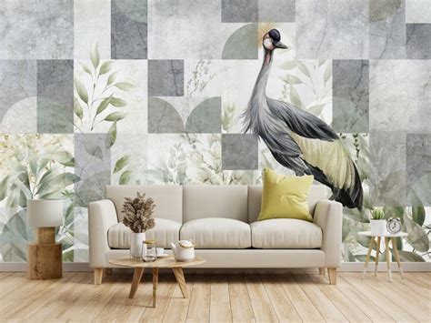Fototapeta Ścienna ŻURAW Liście Natura Wzór Geometryczny 135cm x 90cm