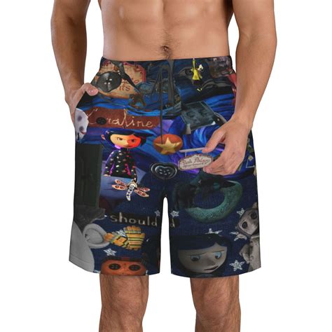 Mens Coraline Board Shorts 3d Graphic Swim Trunks Colorful Novelty