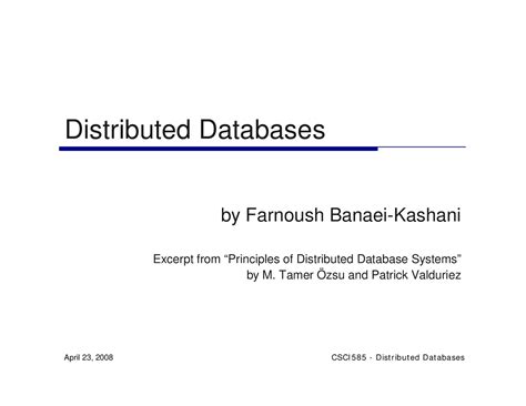 Notes On Distributed Databases Database Systems Csci 585 Docsity
