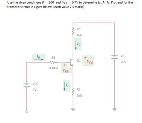 Solved Use the given conditions β 200 and VBE 0 7 V to Chegg com