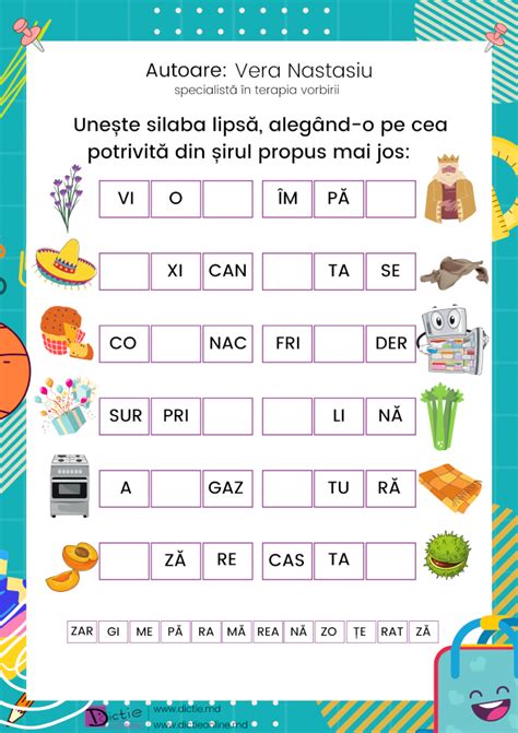 Fișă de lucru Cuvinte din trei silabe Cursuri Online de Dicție cu Vera Nastasiu Cucerește